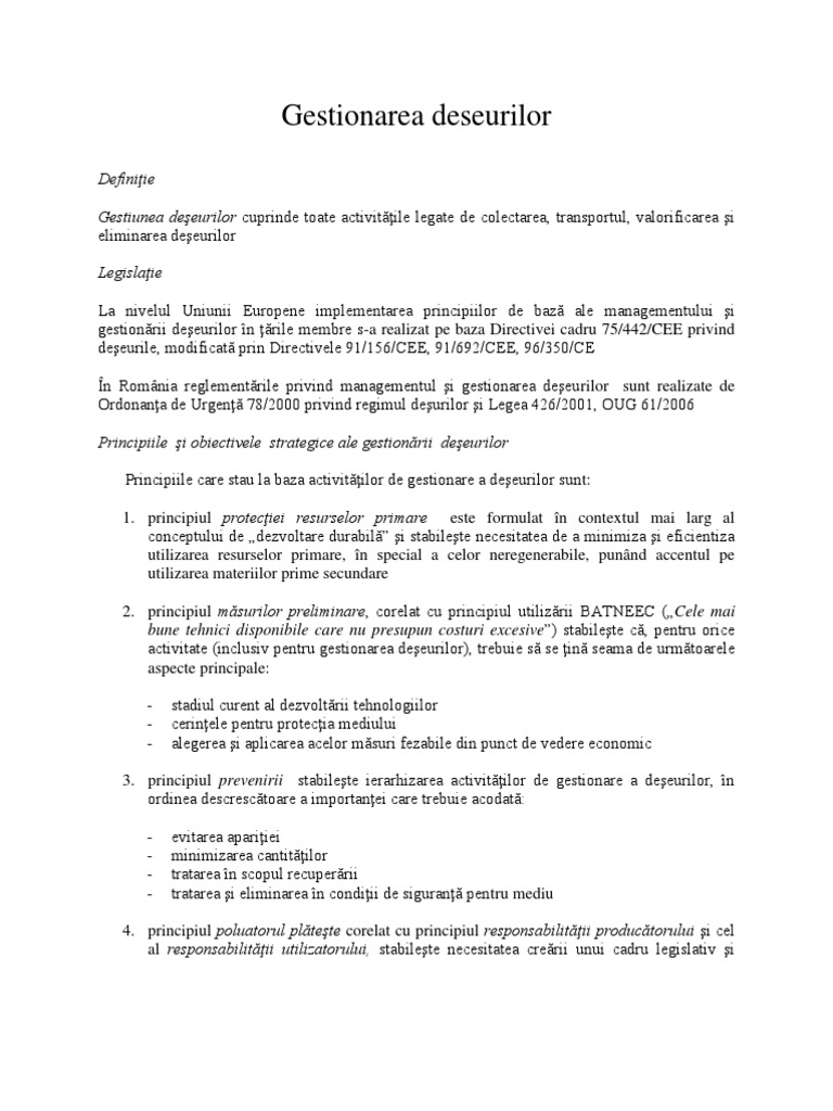 gestionarea deseurilor