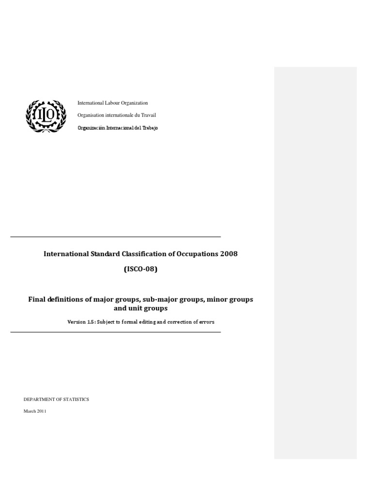 International Standard Classification of Occupations 2008 (ISCO-08) . | PDF | Aquaculture ...