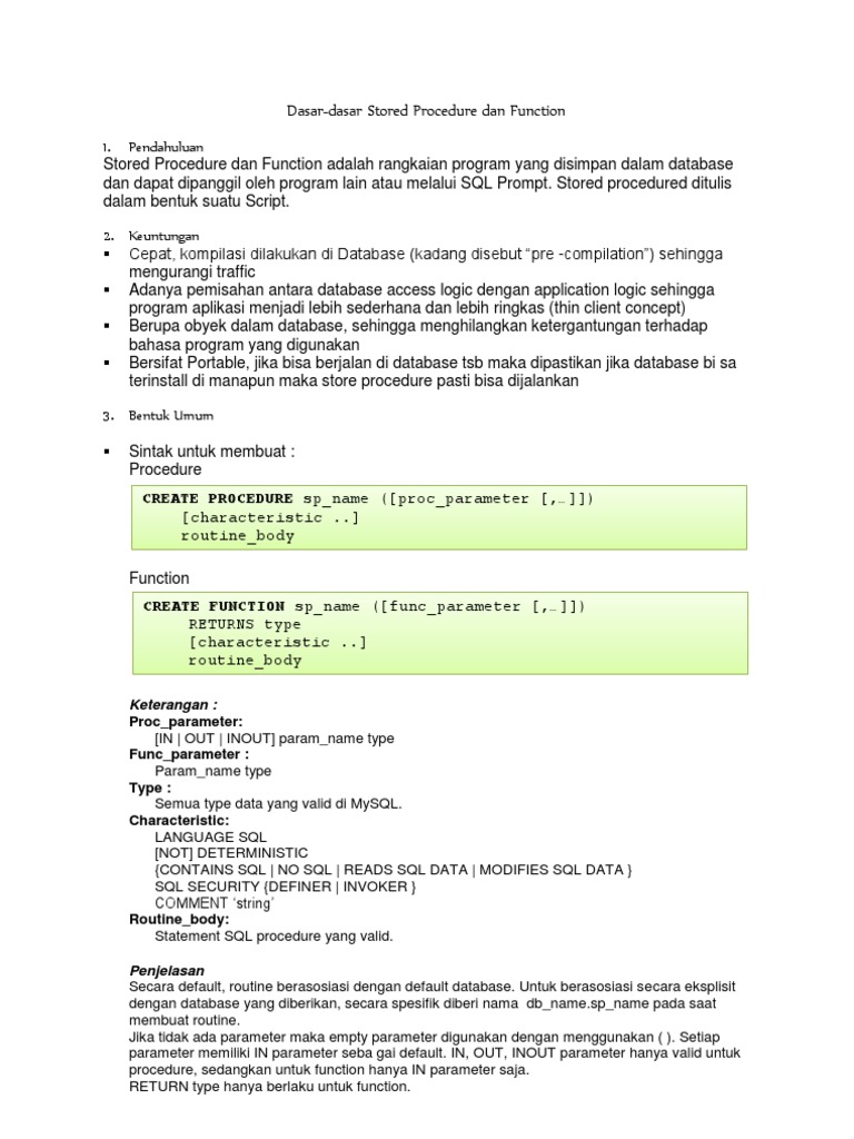 Stored Procedure & Function MySQL | PDF | Komputer | Teknologi & Rekayasa