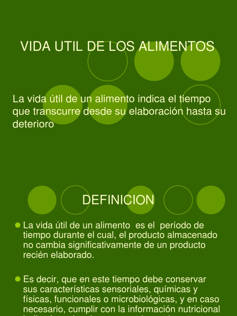 Vida Util de Los Alimentos | PDF | Reacciones químicas | Alimentos