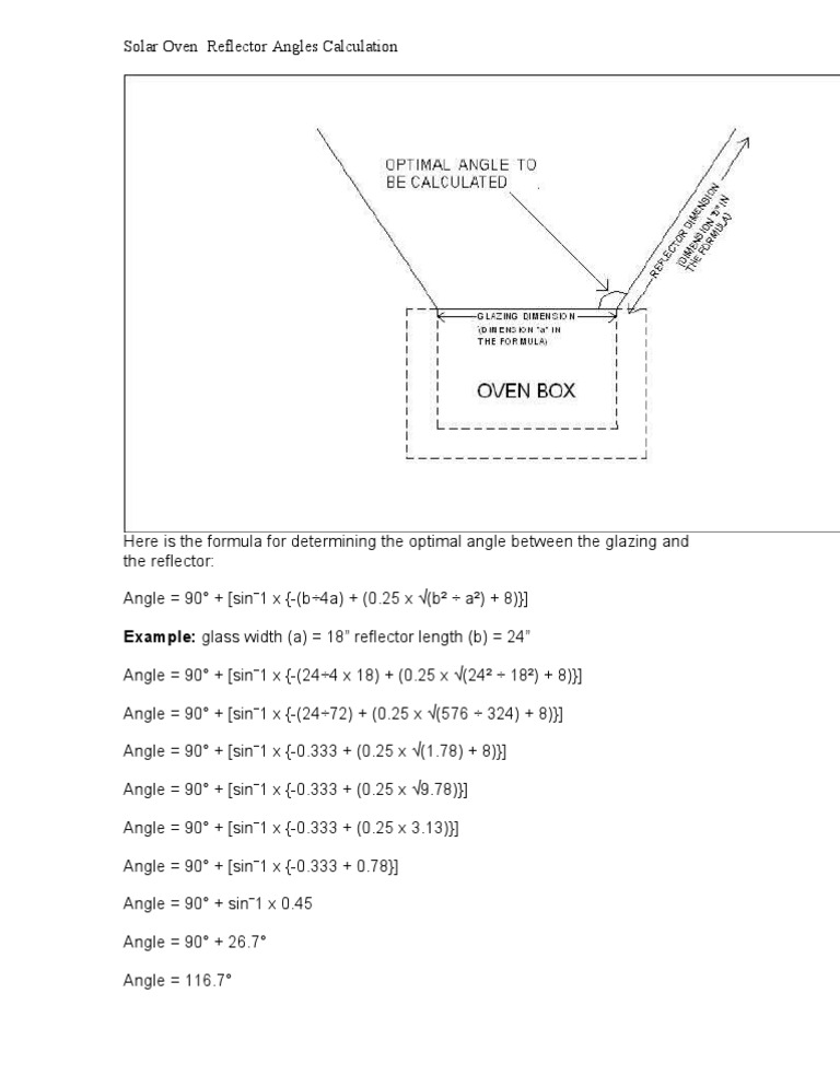 Solar Oven Reflector Angles Calculation | PDF
