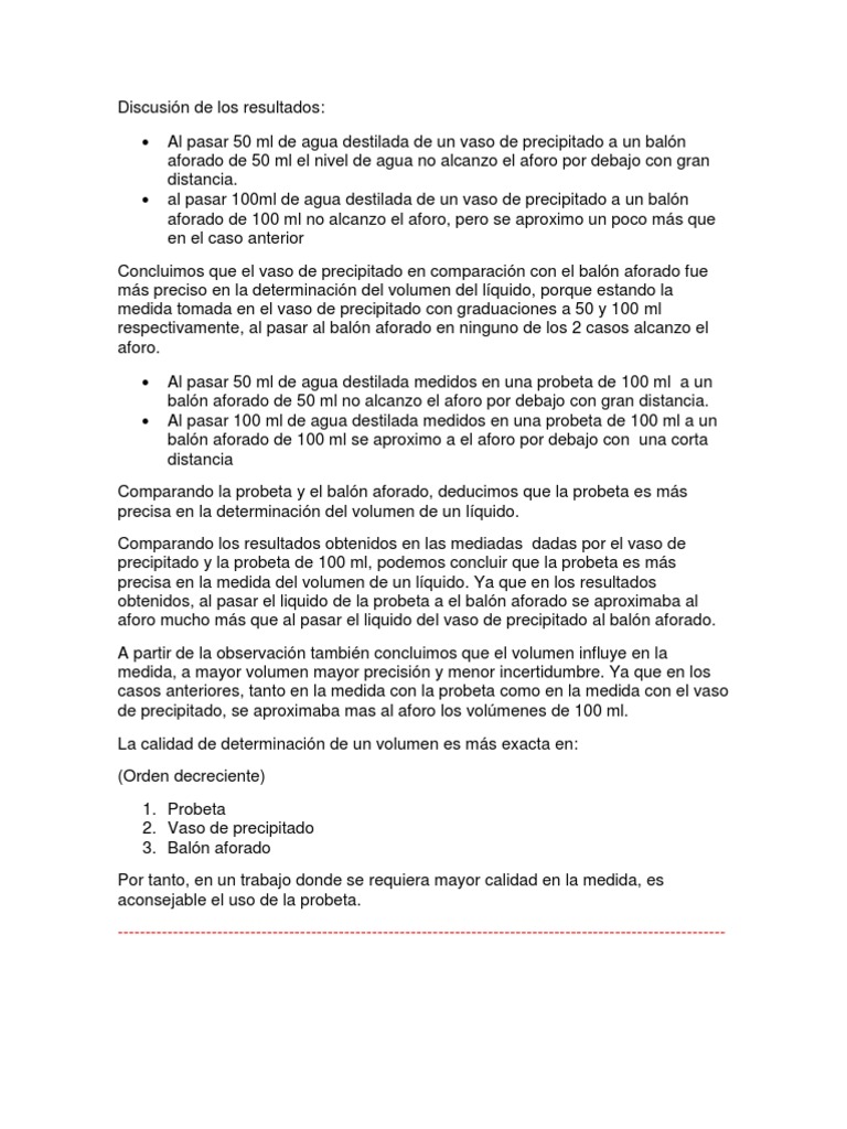 Discusión de Los Resultados | PDF | Volumen | Ciencias fisicas