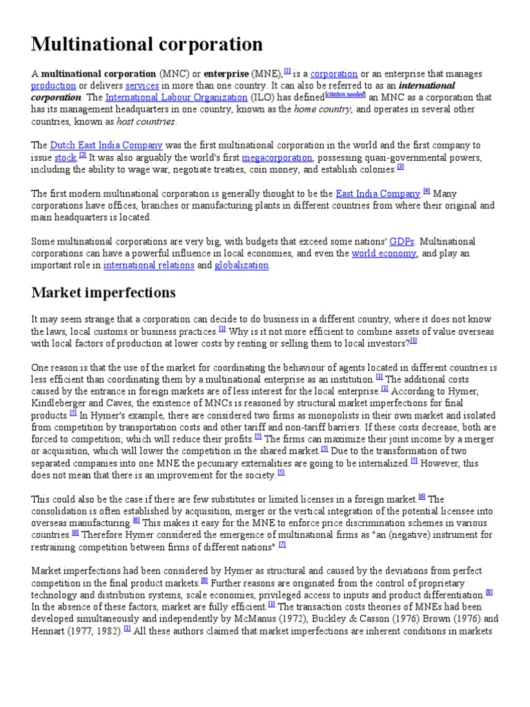 Multinational Corporation | PDF | Multinational Corporation | Labour ...