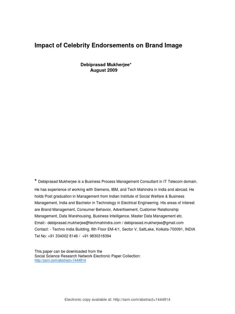 Endorsement in Advertising Project | PDF | Brand | Dependent And ...