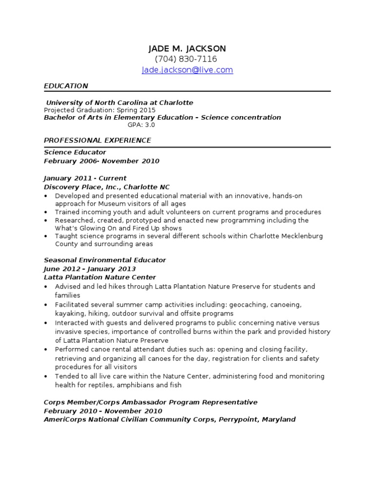 Jade M Jackson Resume Updated | PDF | Learning | Science