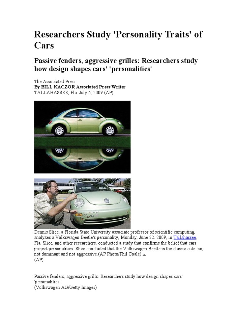 Cars and Personality | PDF | Headlamp | Car