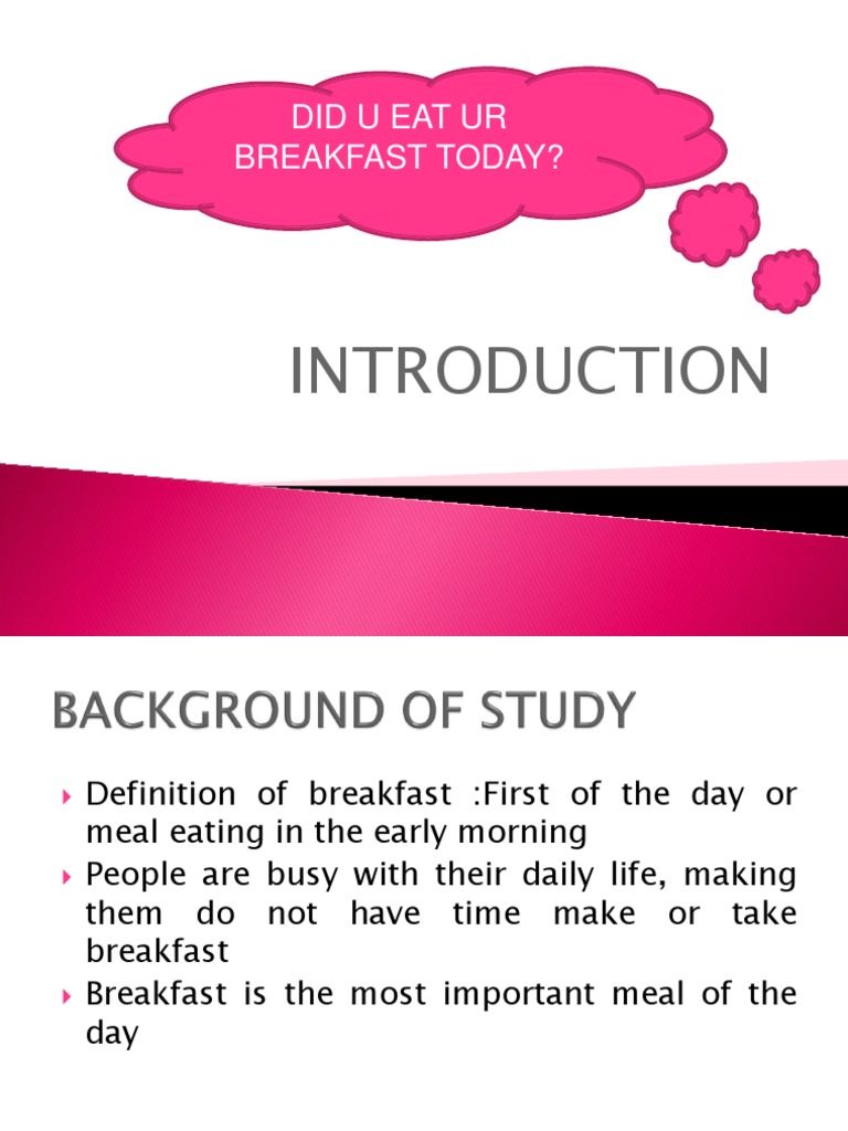 Breakfast Among UiTM Students | PDF | Eating Behaviors Of Humans | Food ...