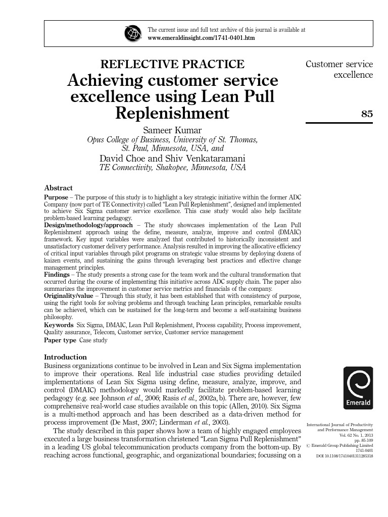 Achieving Customer Service Excellence Using Lean Pull Replenishment ...