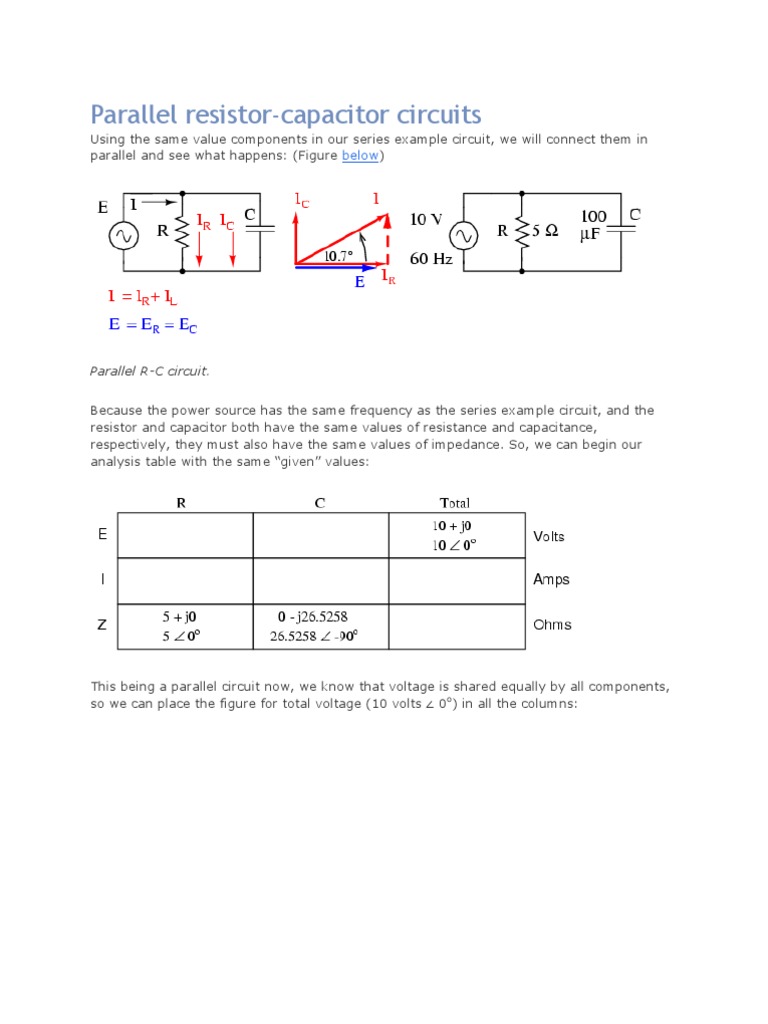 Parallel Resistor Capacitor Circuits Pdf Series And Parallel Circuits Electrical Impedance