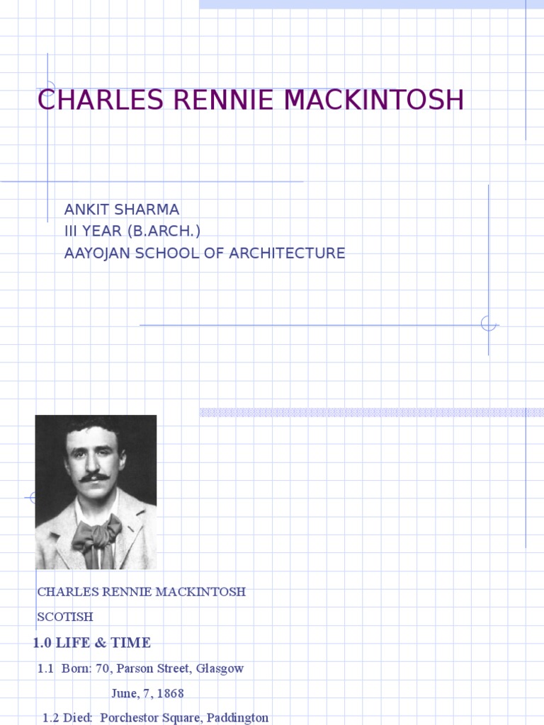 Charles Rennie Mackintosh: Ankit Sharma Iii Year (B.Arch.) Aayojan ...
