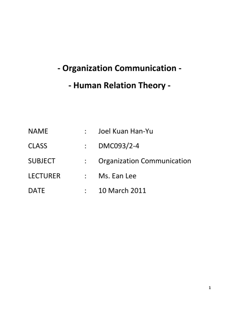 Human Relation Theory Pdf Motivation Motivational