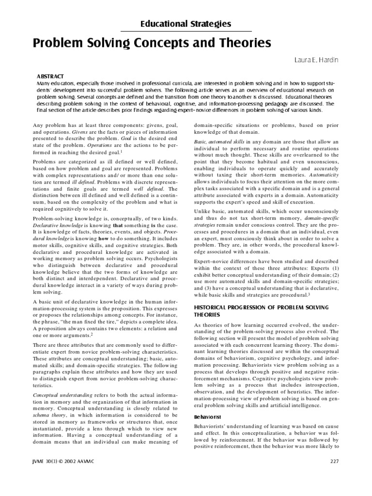 Problem - Solving Concepts Theories | PDF | Expert | Behaviorism