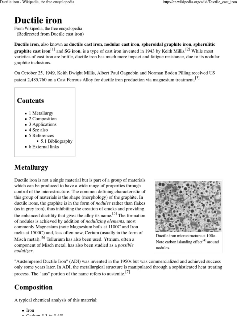 Ductile Iron, Also Known As Ductile Cast Iron, Nodular Cast Iron ...