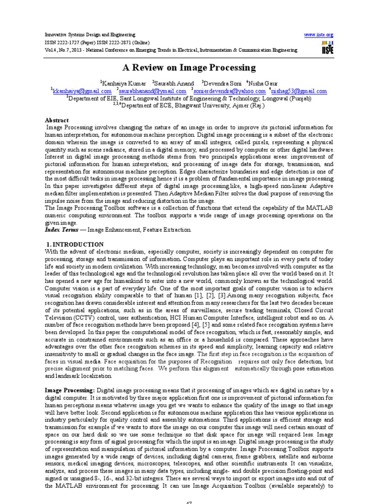 A Review On Image Processing | PDF | Data Compression | Image Resolution