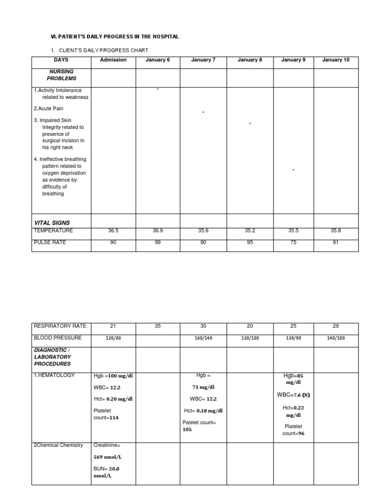 Vi. Patient'S Daily Progress in The Hospital: Nursing Problems | PDF ...