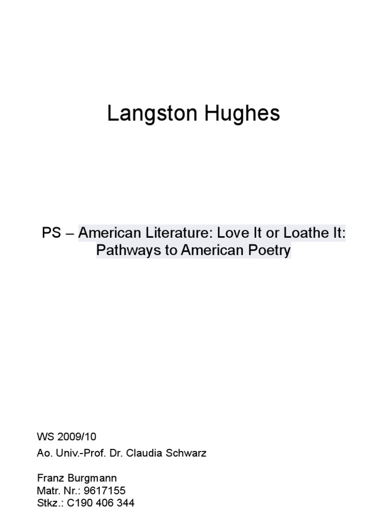 Paper Langston Hughes | PDF | Harlem Renaissance | Poetry
