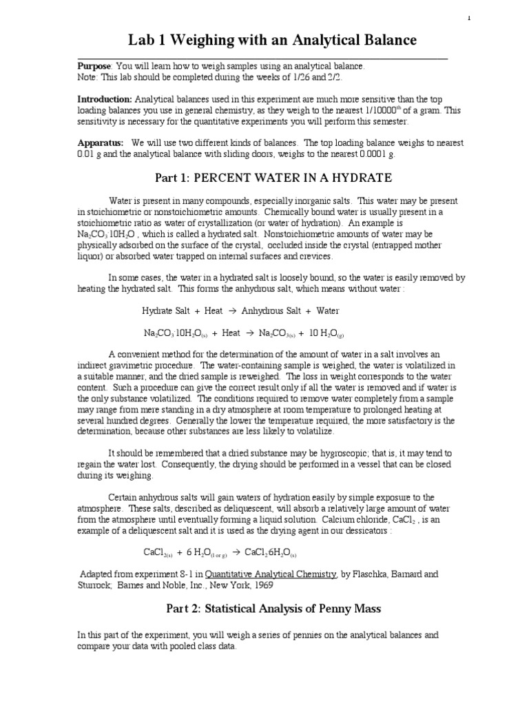 Determination of Water Content in Hydrated Salts Using Gravimetric ...
