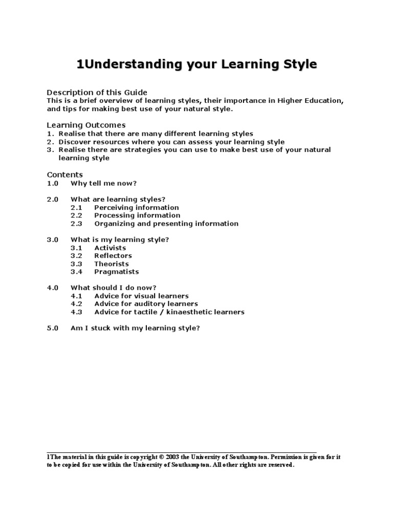 Learning Styles | PDF