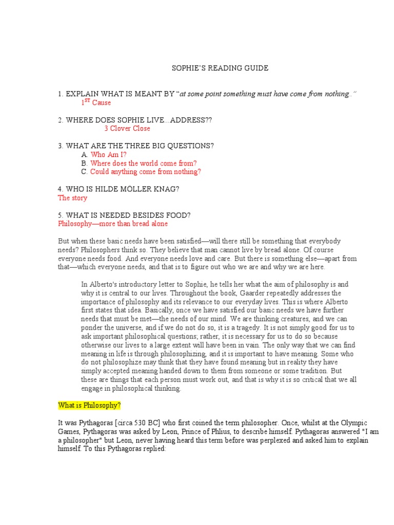 Study Guide Sophies World | PDF | Socrates | Plato