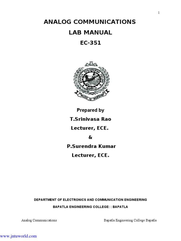 Analog Communications Lab Manual Pdf Frequency Modulation Amplifier