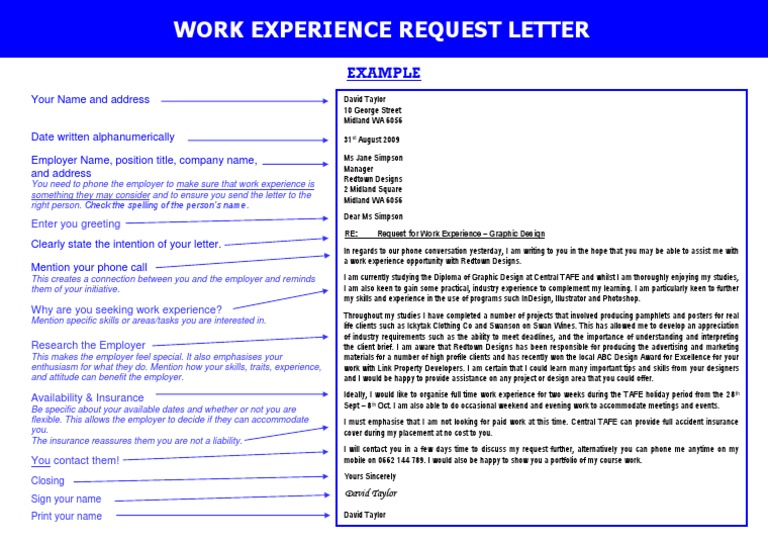 Work Experience Request Letter Template | Download Free PDF | Graphic ...