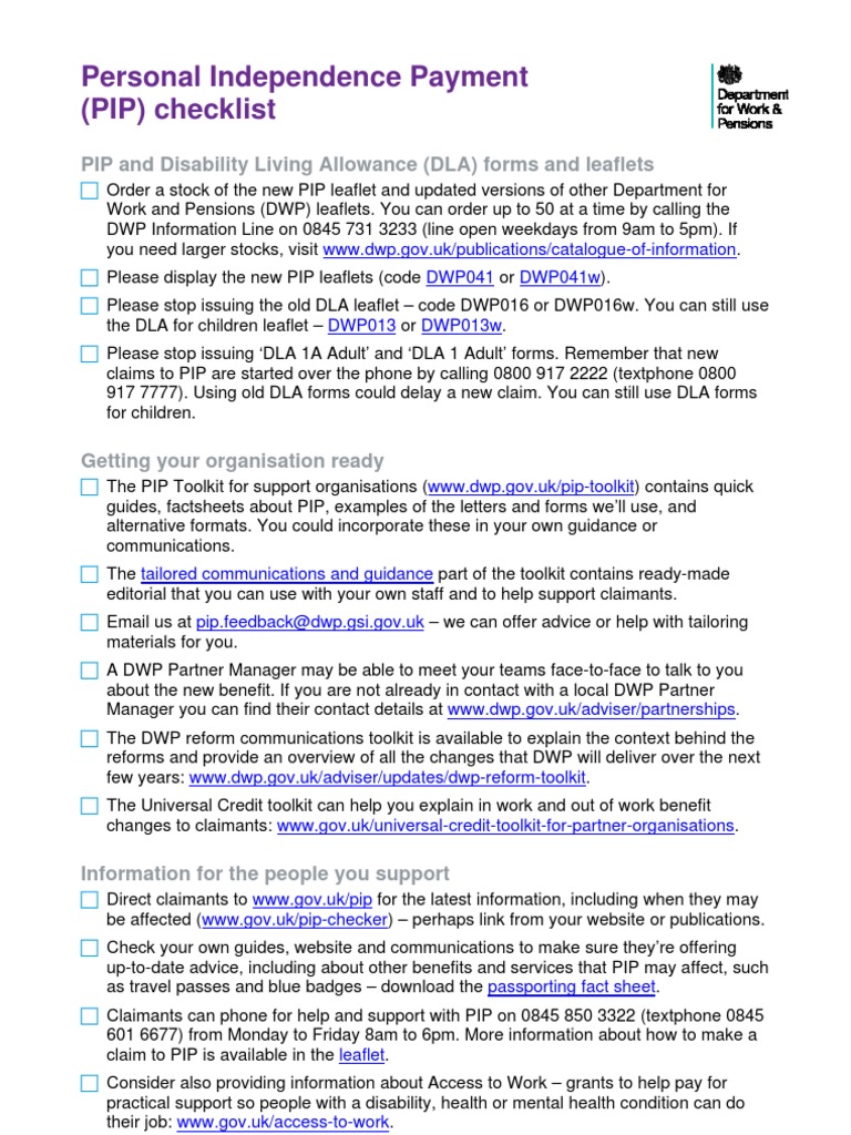 1128 PIP Checklist 10june13 | PDF