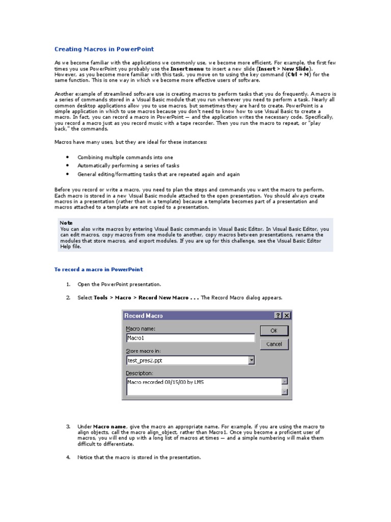 Creating Macros In Powerpoint Macro Computer Science Microsoft