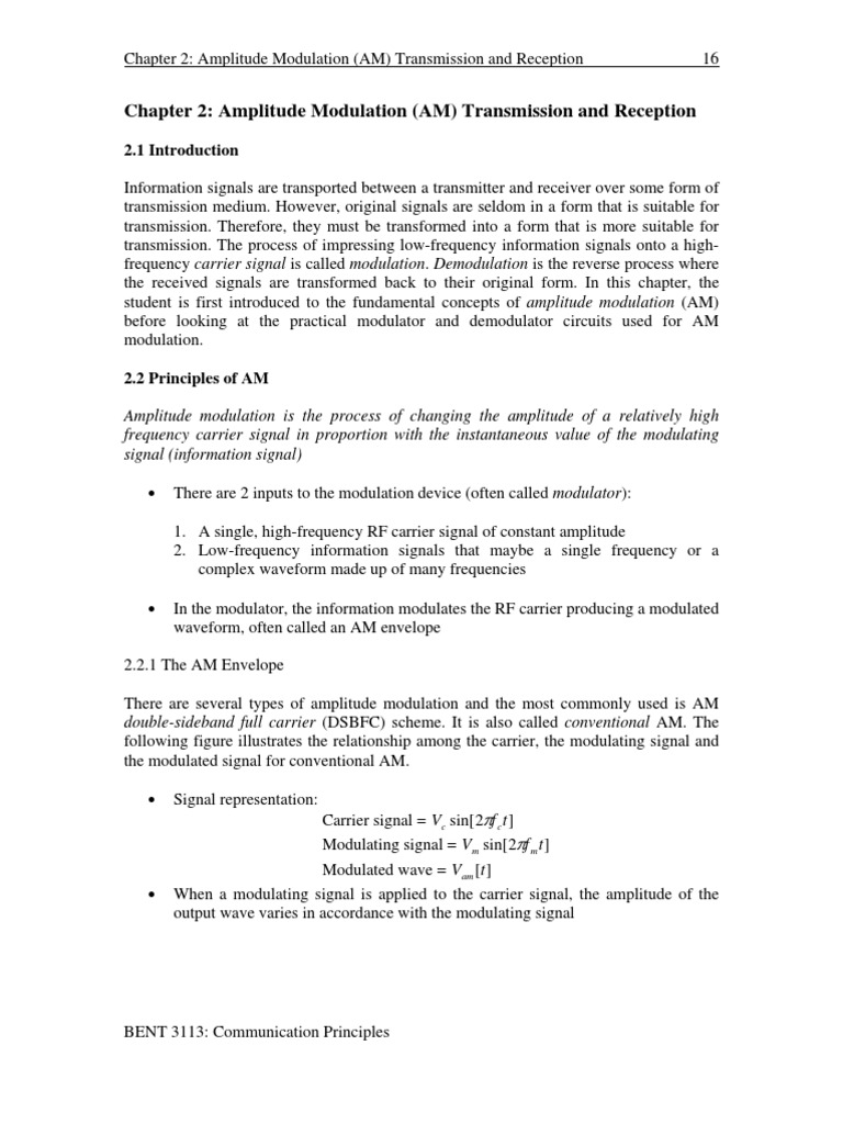 Chapter 2 Principle Am | PDF | Modulation | Amplitude