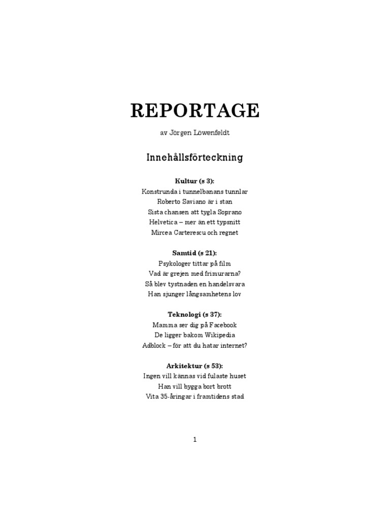 Reportage Av Jörgen Löwenfeldt | PDF