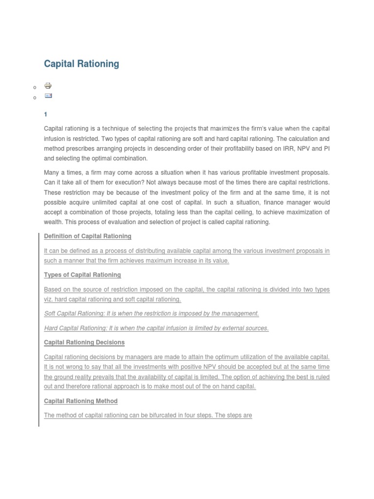 Definition of Capital Rationing | PDF | Capital Budgeting | Internal Rate Of Return