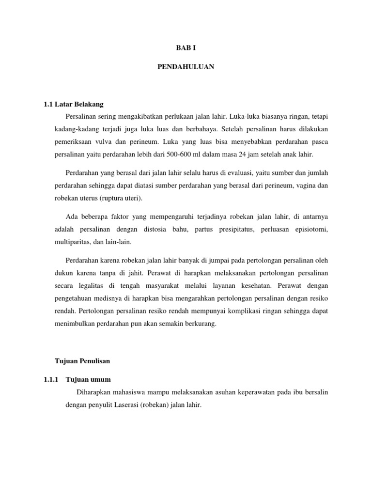 Laserasi Jalan Lahir Askep | PDF