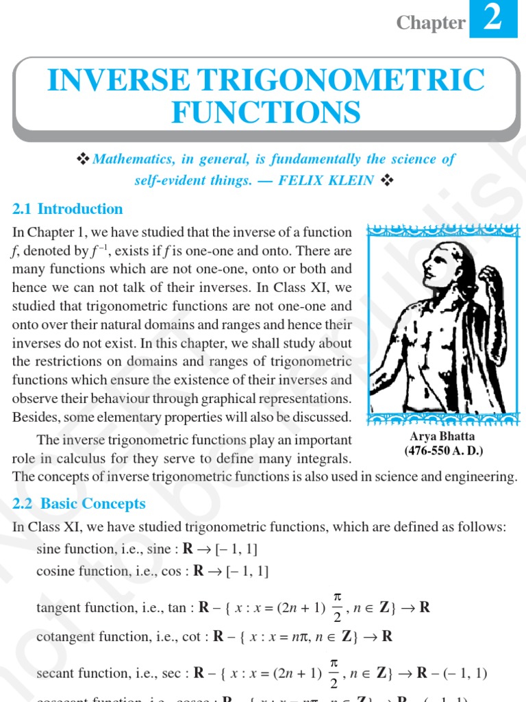 Inverse Trigonometric Functions | PDF | Sine | Trigonometric Functions