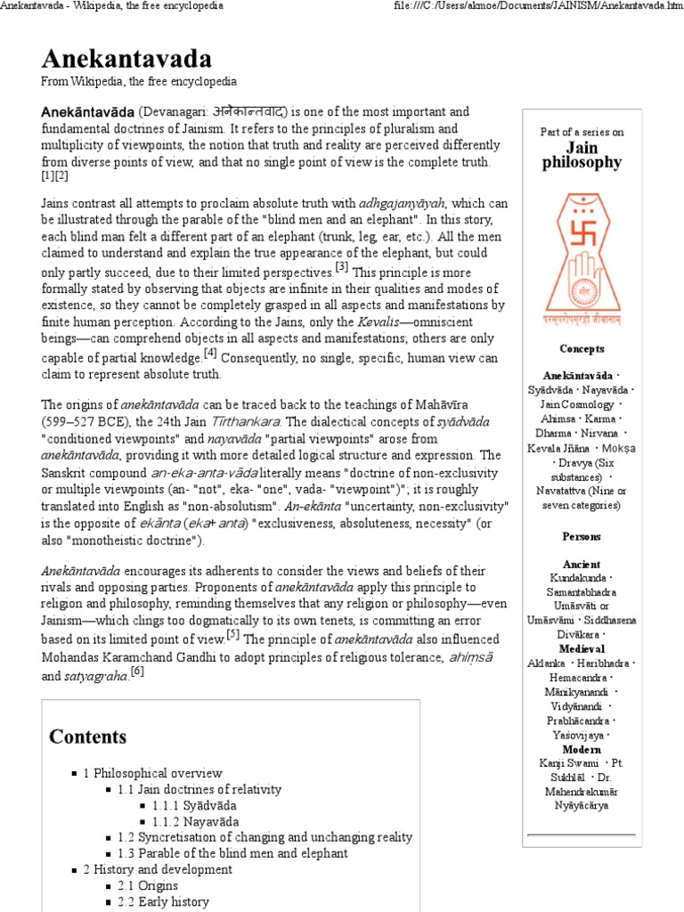 Anekantavada - Wikipedia, The Free Encyclopedia | Metaphysics | Indian ...