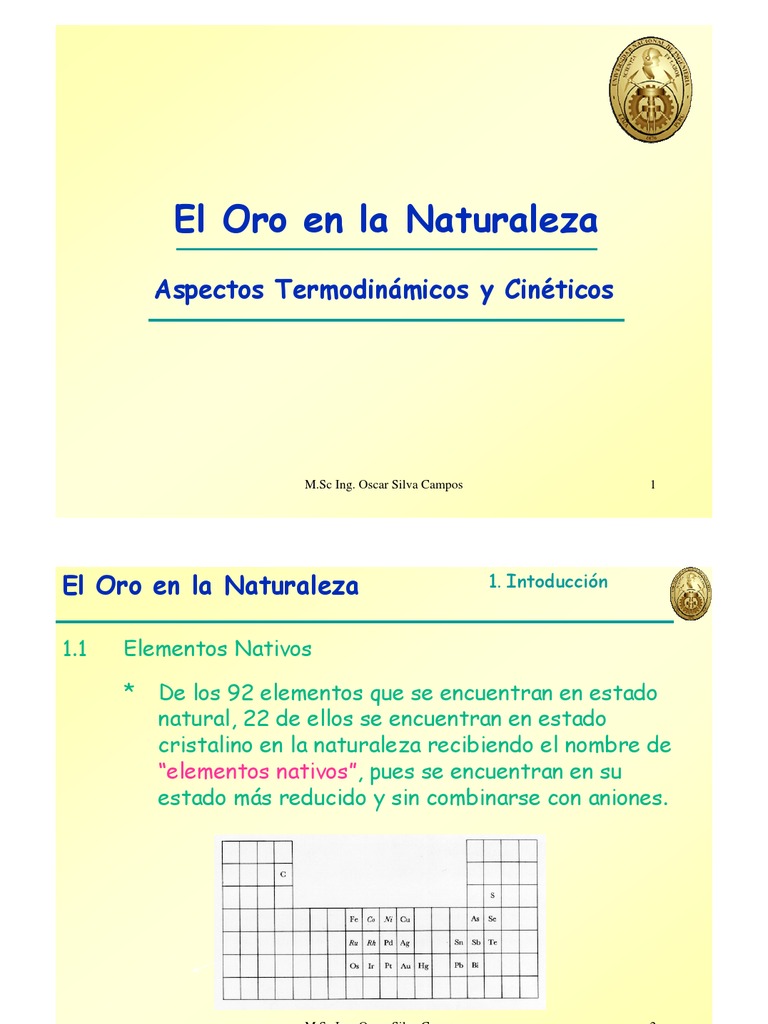 Oro en su Estado Natural y Ocurrencia | PDF | Rieles | Oro