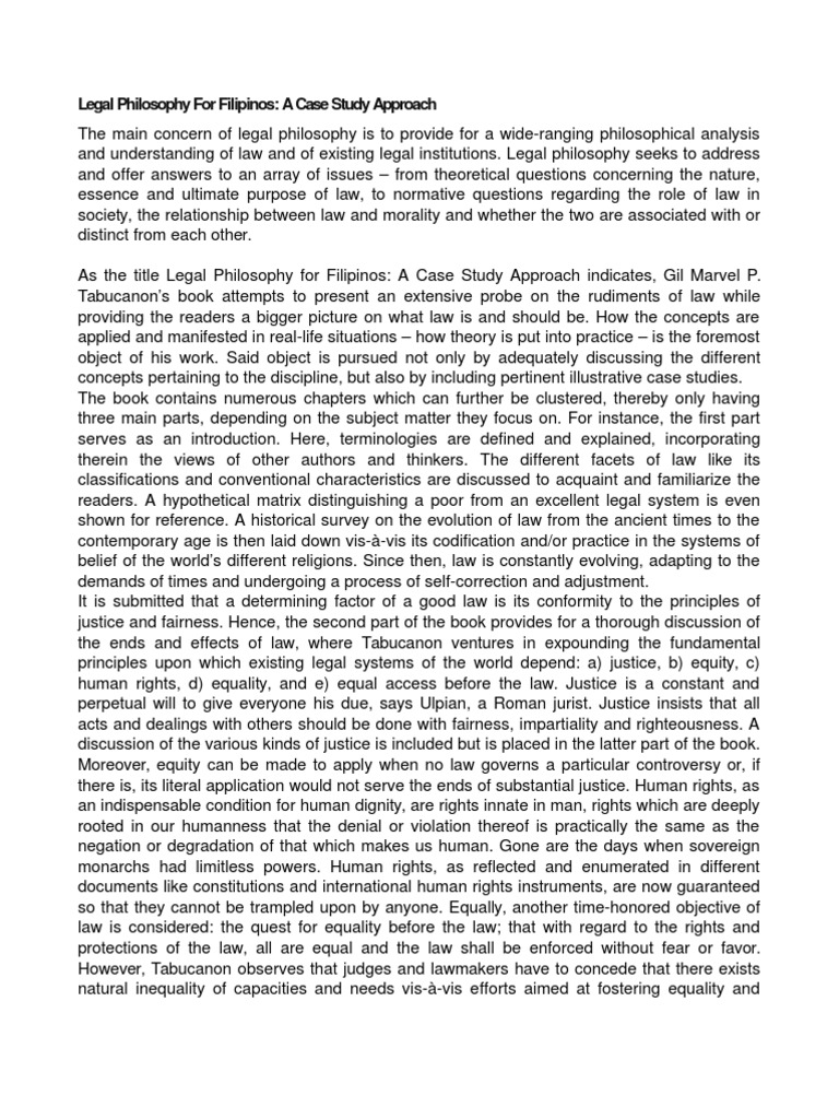 Legal Philosophy For Filipinos: A Case Study Approach | Jurisprudence ...
