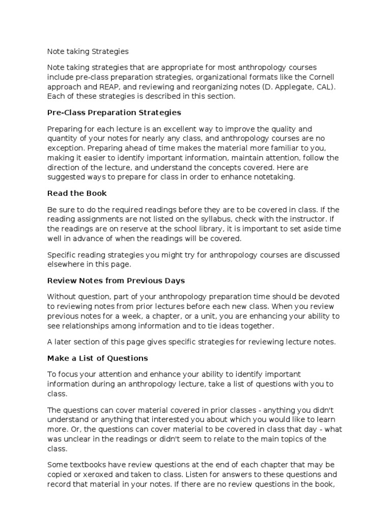 Note Taking Strategies | PDF | Lecture | Cognitive Science