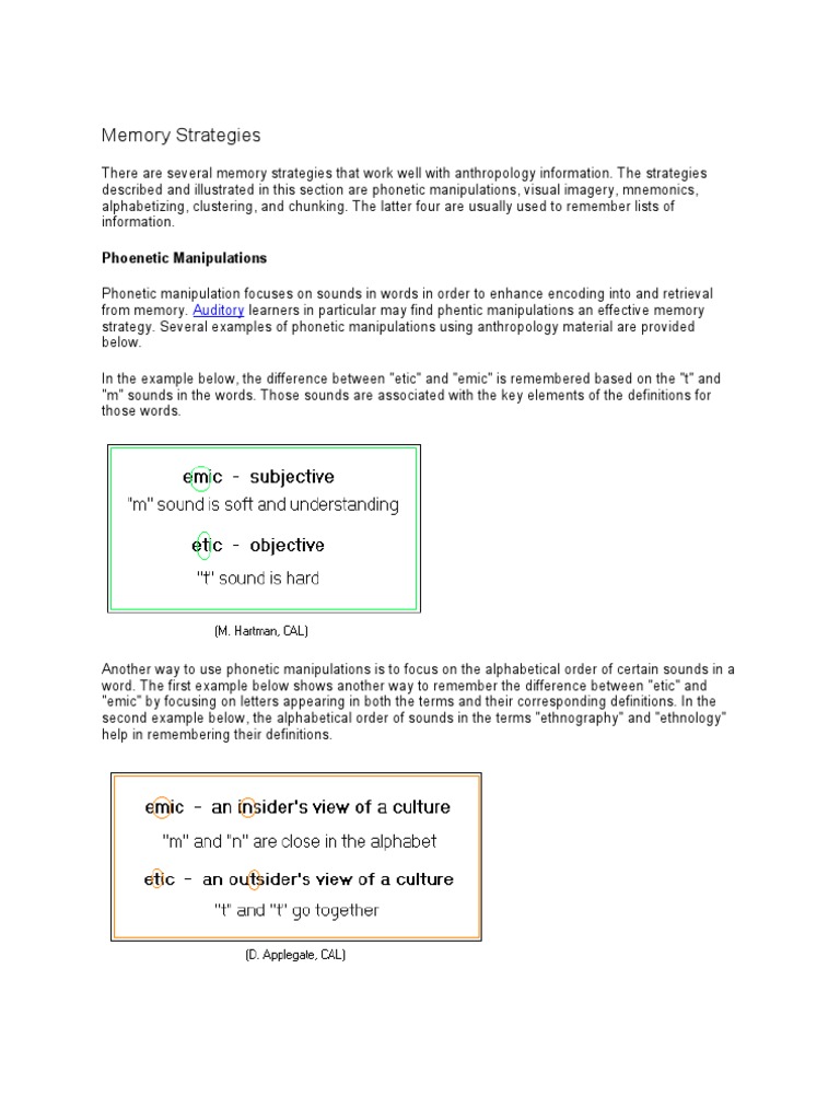 Memory Strategies | PDF | Mnemonic | Mental Image