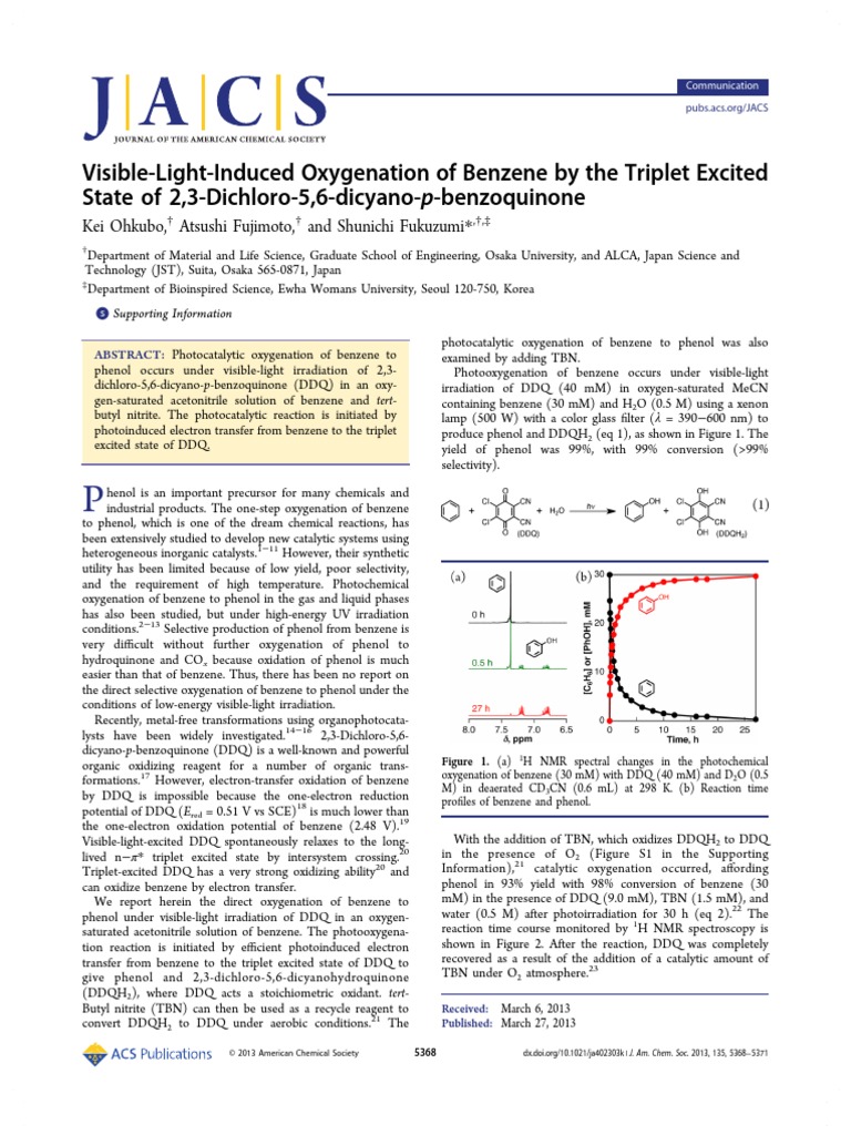Visible-Light-Induced Oxygenation of Benzene by The Triplet Excited ...