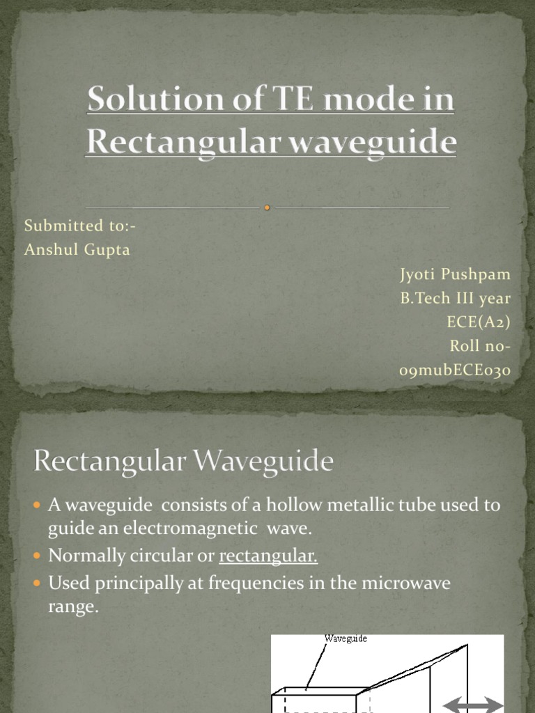 Solution of TE Mode in Rectangular Waveguide | PDF | Waveguide ...