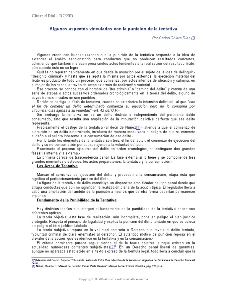 CHIARA DÍAZ Carlos - Algunos-Aspectos - Punicion - Tentativa | PDF ...