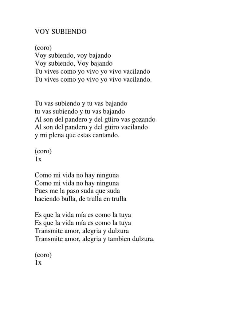 Voy Subiendo, Voy Bajando: Letra y Ritmo | PDF | Entretenimiento (general)