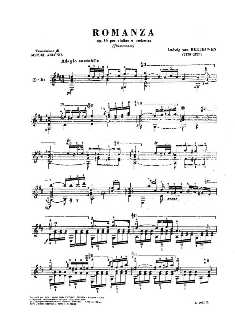 Beethoven - Romanza (Guitar Transcription) | PDF