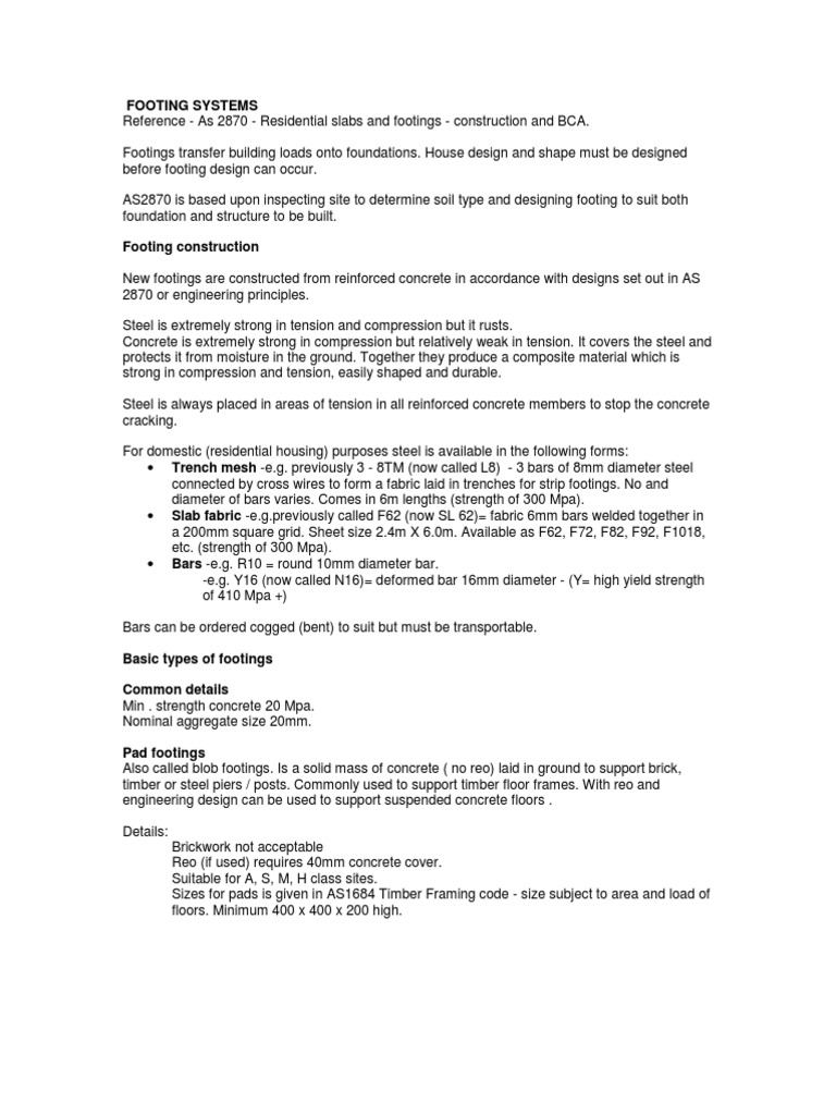 AS2870 Footing Systems | PDF | Deep Foundation | Foundation (Engineering)