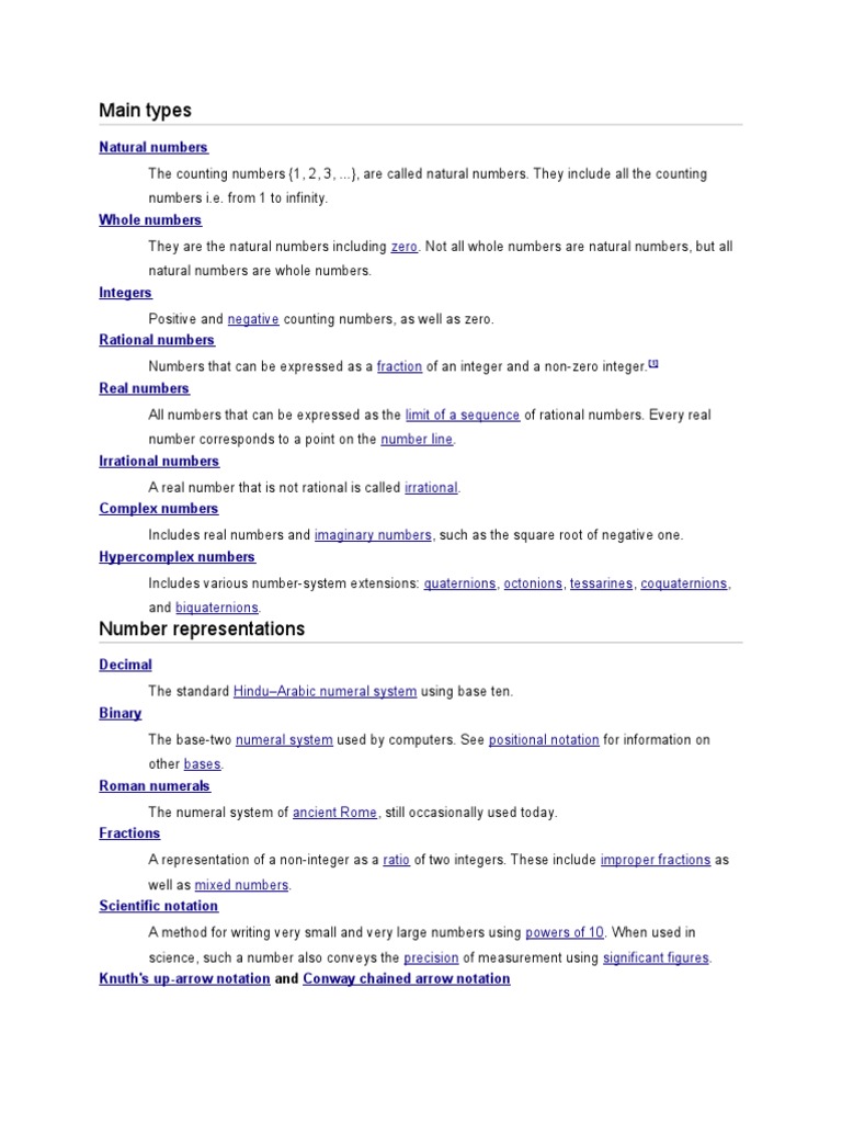 Types of Numbers | PDF | Numbers | Integer
