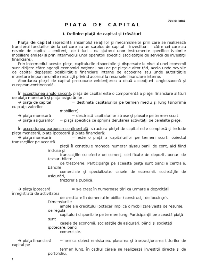 Piata de Capital | PDF
