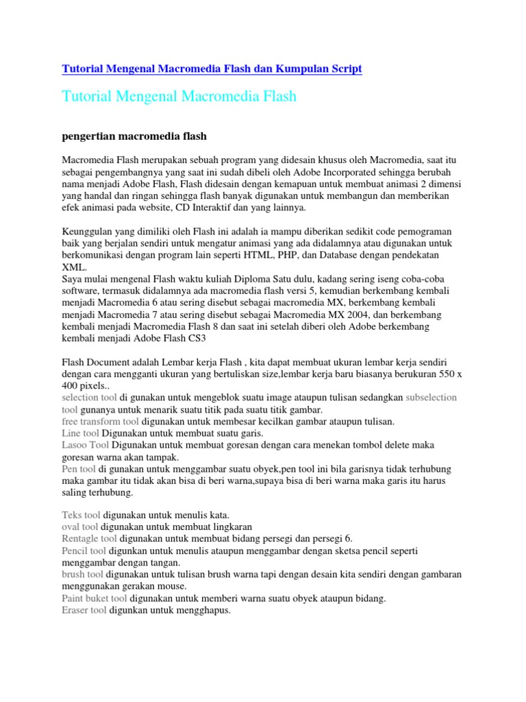 Macromedia Flash Dan Kumpulan Script | PDF | Komputer