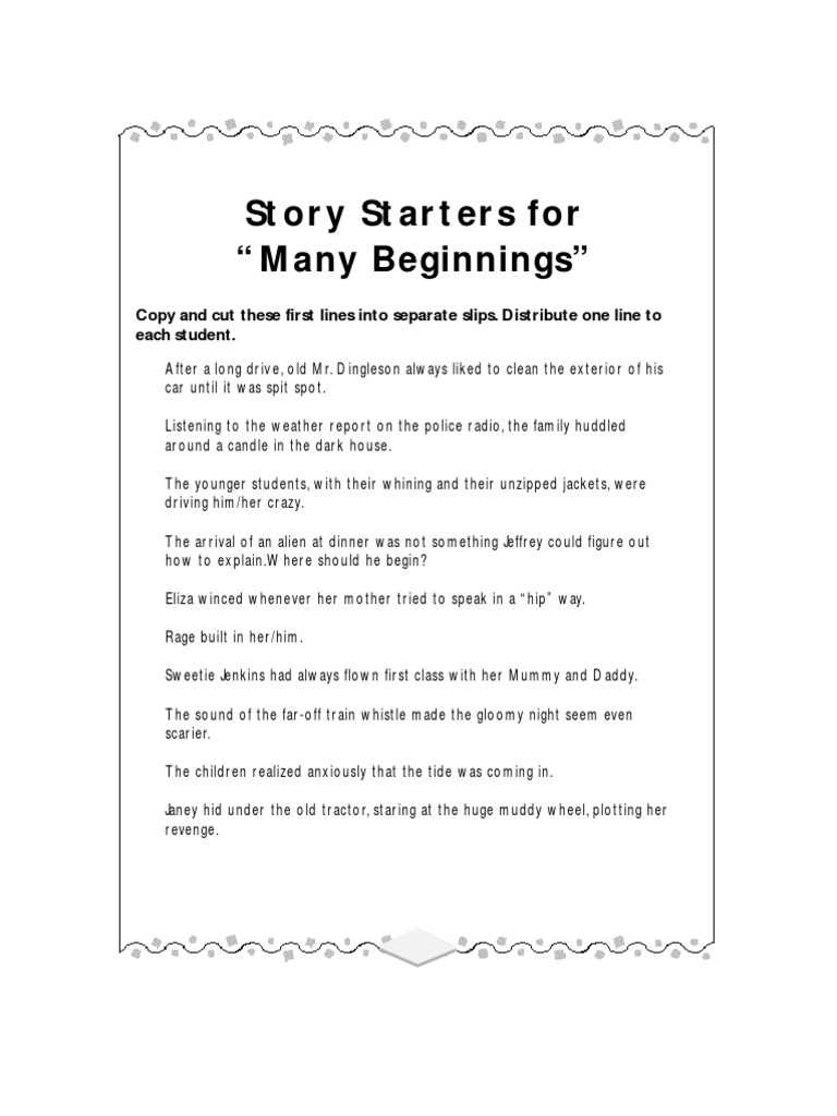 Story Starters For "Many Beginnings" | PDF
