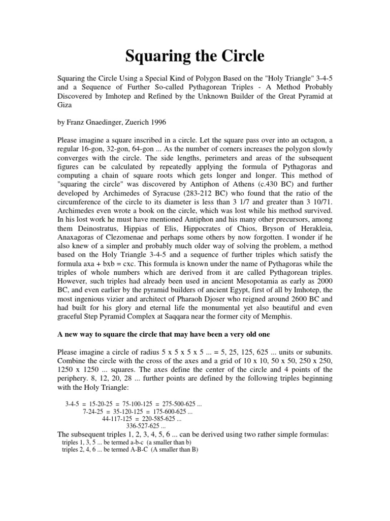An Ancient Method for Approximating Pi Using Polygons Inscribed Within a Circle Based on ...