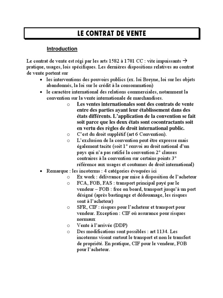 Contrat de Vente | PDF
