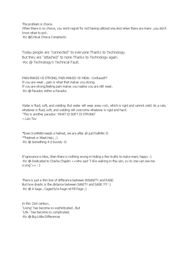 Paradoxes and Insights by Ric | PDF